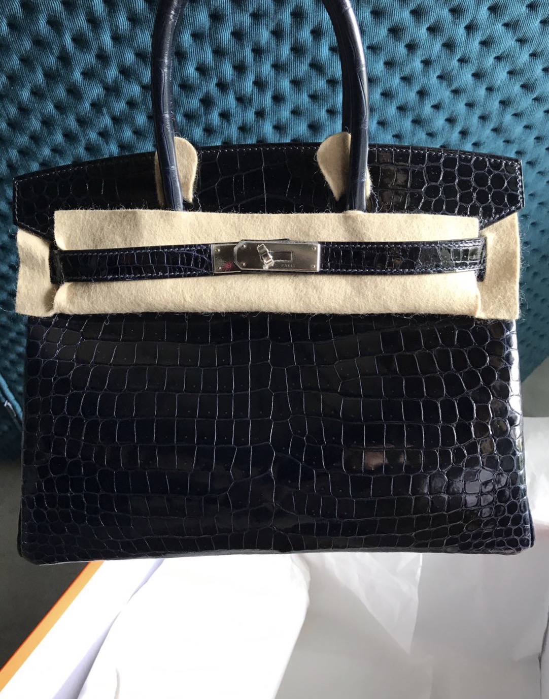 Birkin 30 Blue Indigo porosus croc PHW – Ruelamode